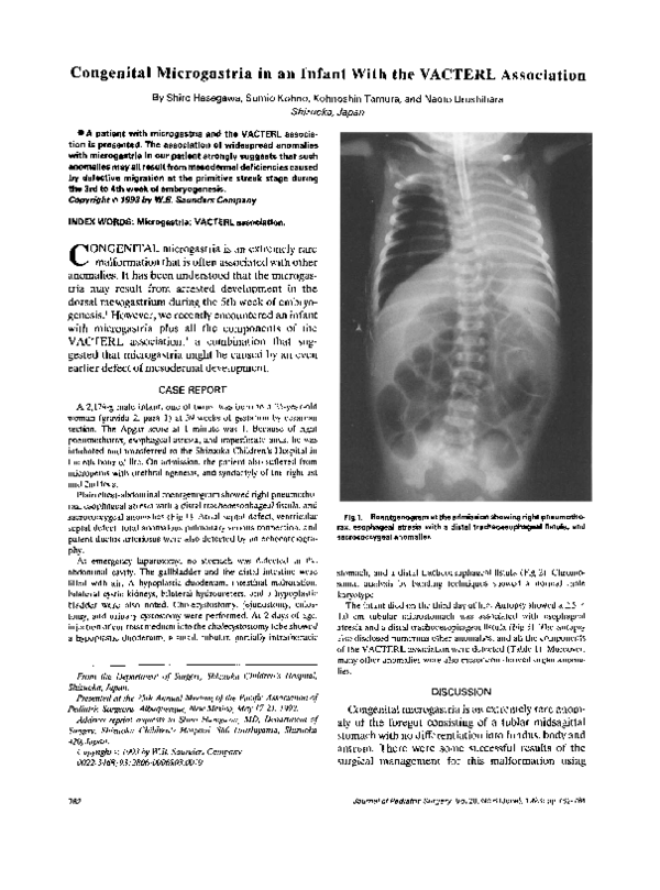 (PDF) Congenital microgastria in an infant with the VACTERL association