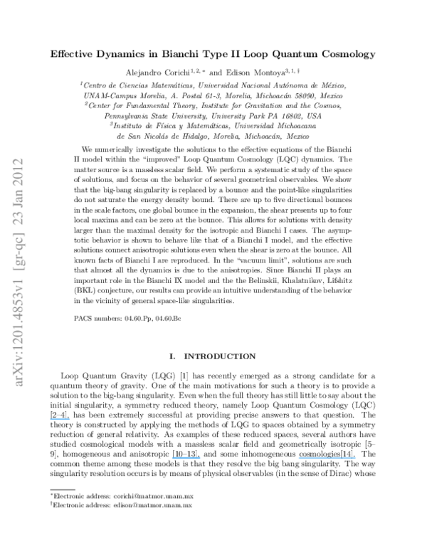 (PDF) Effective dynamics in Bianchi type II loop quantum cosmology