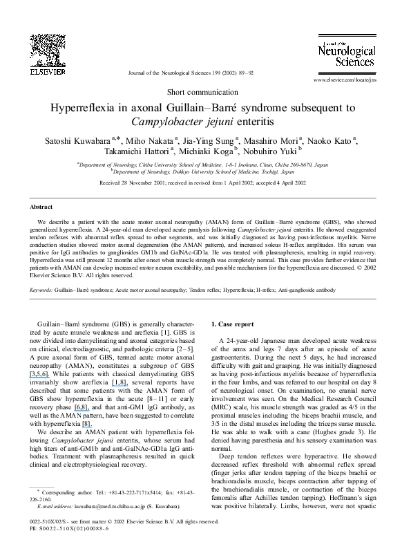 (PDF) Hyperreflexia in axonal Guillain–Barré syndrome subsequent to ...