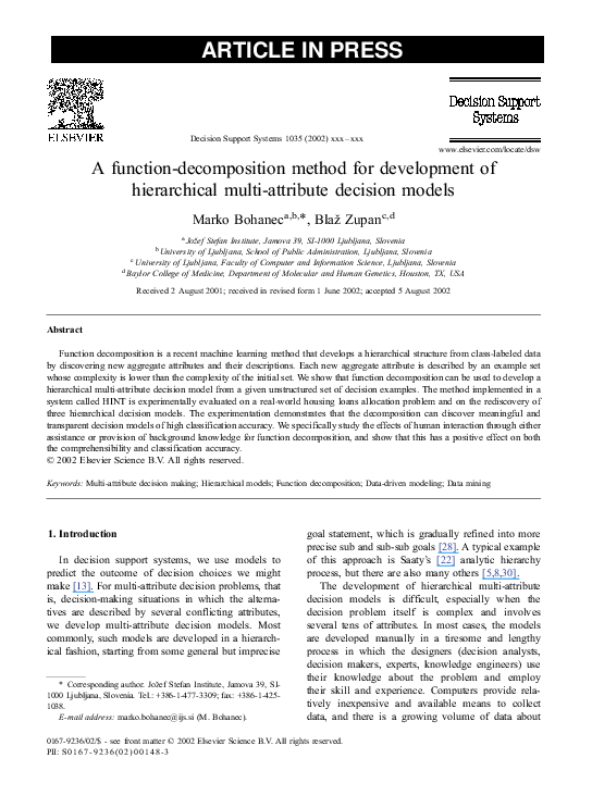 (PDF) A function-decomposition method for development of hierarchical ...