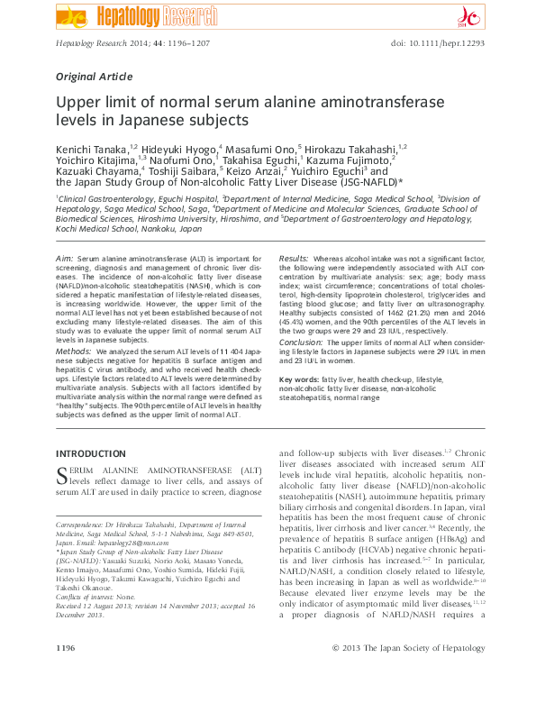 (PDF) Lowering the upper limit of serum alanine aminotransferase levels ...