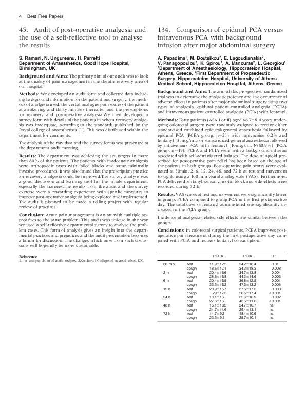 (PDF) 134: Comparison of epidural PCA versus intravenous PCA with ...