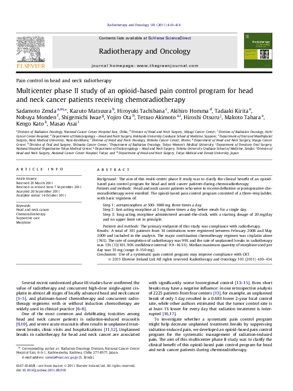 (PDF) Multicenter phase II study of an opioid-based pain control ... (PDF) Multicenter phase II study of an opioid-based pain control ...