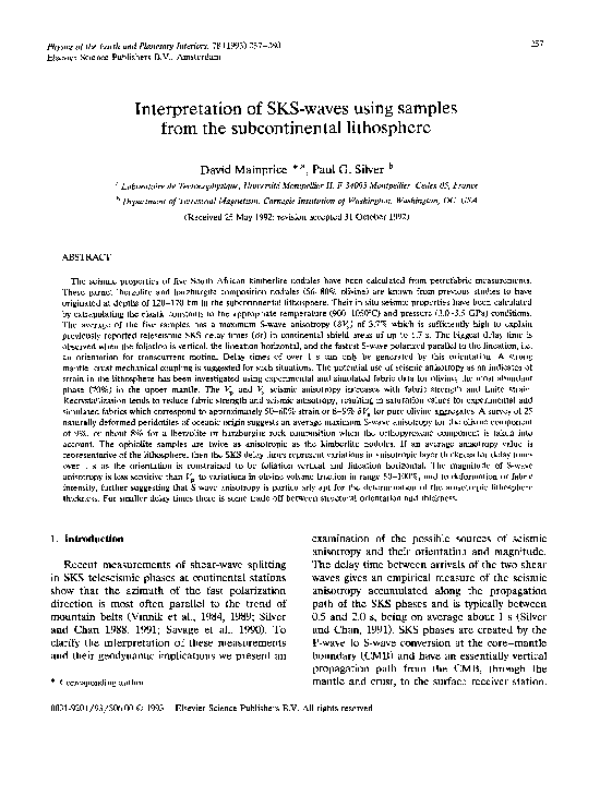 (PDF) Interpretation of SKS-waves using samples from the subcontinental ...