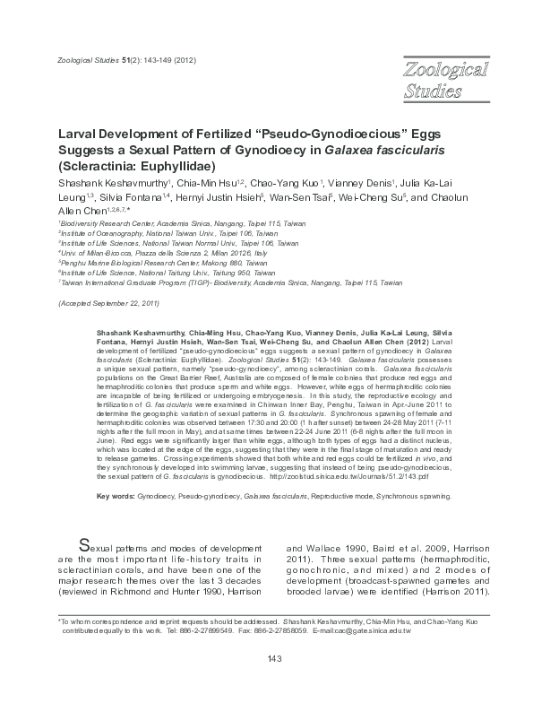 (PDF) Larval development of fertilized “pseudo-gynodioecious” eggs ...