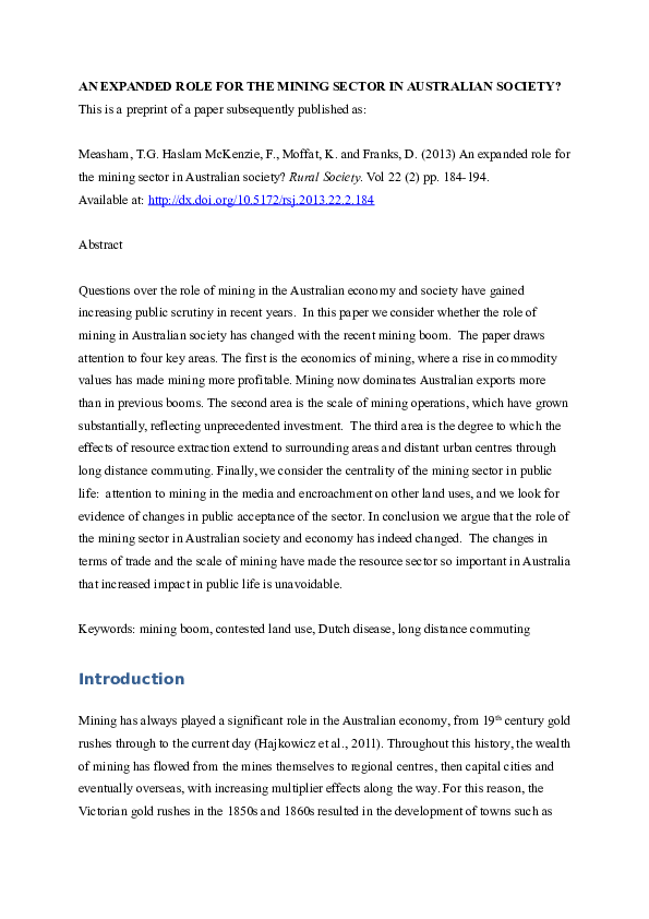 (PDF) The Need to Measure and Manage the Cumulative Impacts of Resource ...