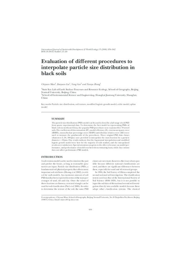 (PDF) Evaluation of different procedures to interpolate particle size distribution in black soils
