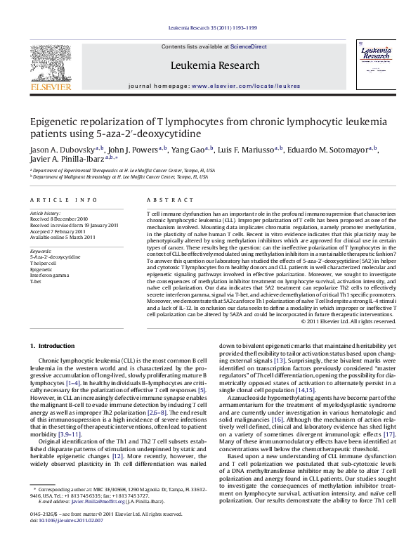 (PDF) Epigenetic repolarization of T lymphocytes from chronic ...