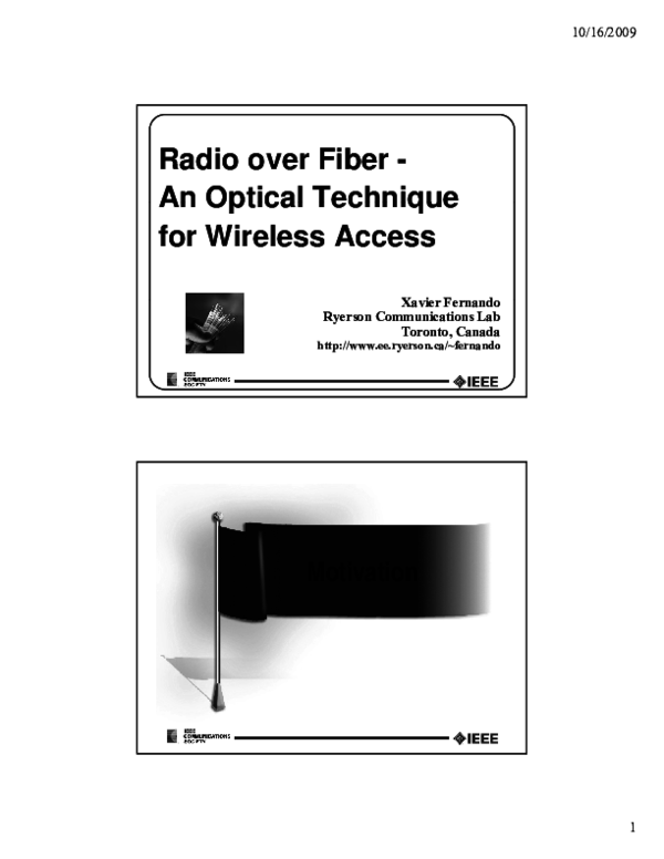 (PDF) Radio over Fiber - An Optical Technique An Optical Technique for ...