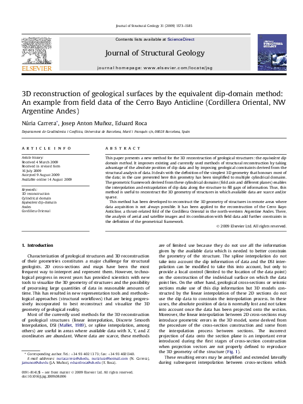 (PDF) 3D reconstruction of geological surfaces by the equivalent dip ...