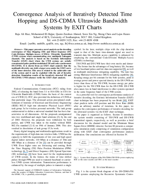 (PDF) Convergence Analysis of Iteratively Detected Time Hopping and DS-CDMA Ultrawide Bandwidth ...