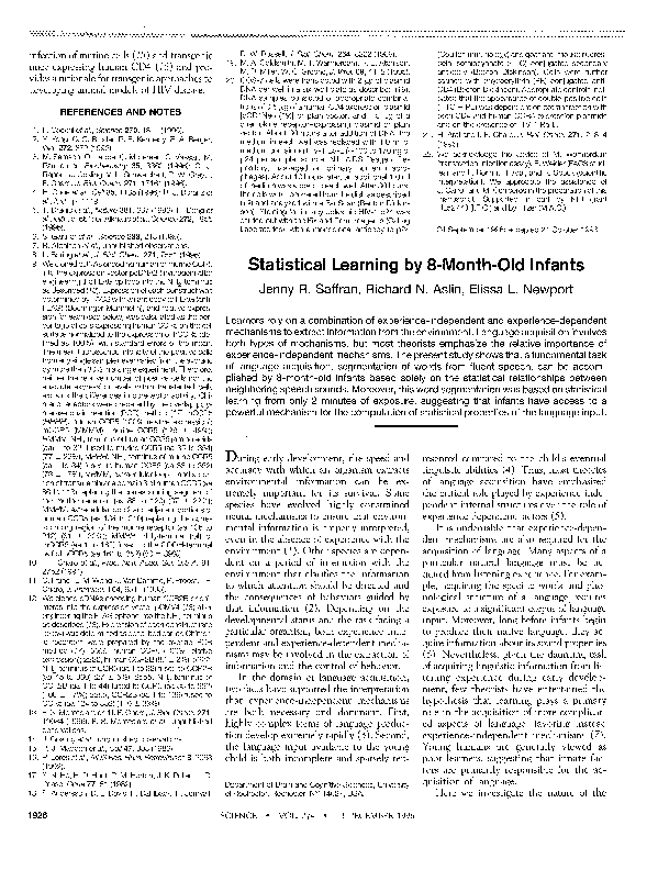 (PDF) Statistical Learning by 8-Month-Old Infants