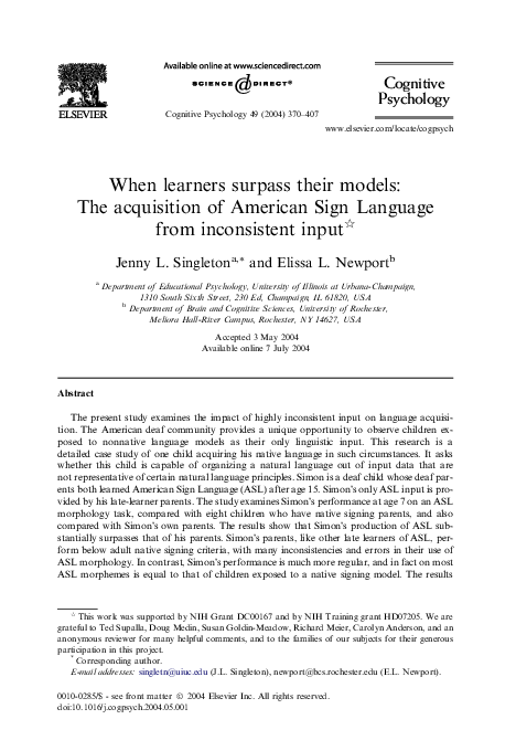 (PDF) When learners surpass their models: The acquisition of American ...