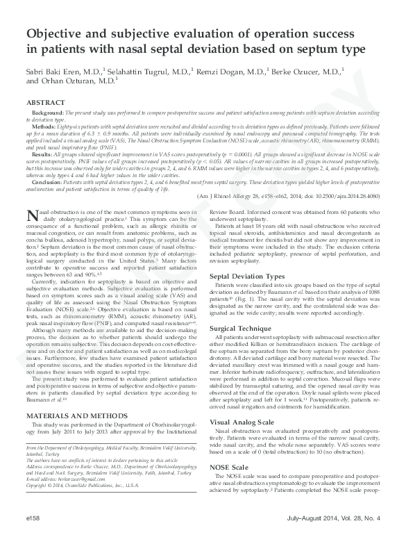 (PDF) Objective and subjective evaluation of operation success in ...