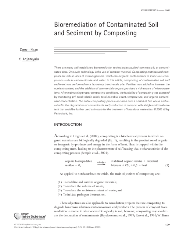 (PDF) Bioremediation of contaminated soil and sediment by composting