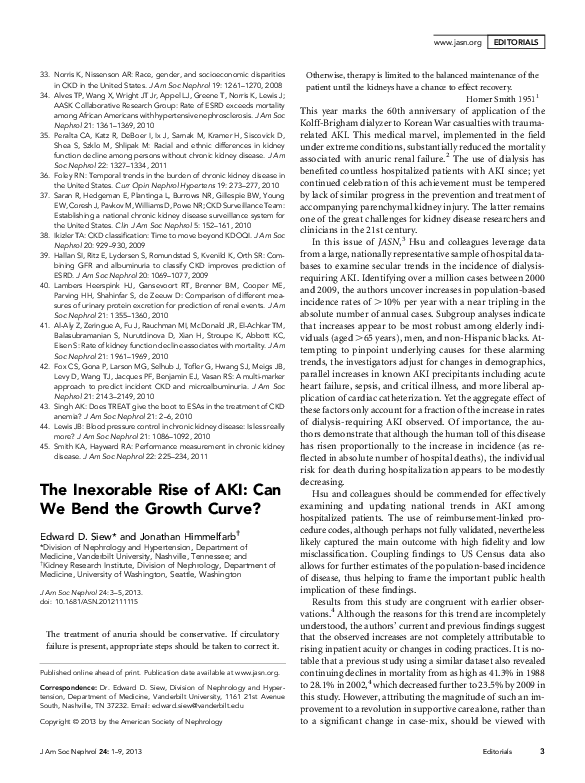 (PDF) The Inexorable Rise of AKI: Can We Bend the Growth Curve?