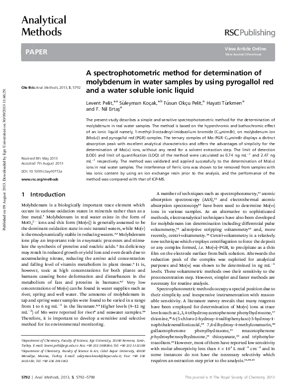 (PDF) Spectrophotometric method for determination of fluoride ion in ...