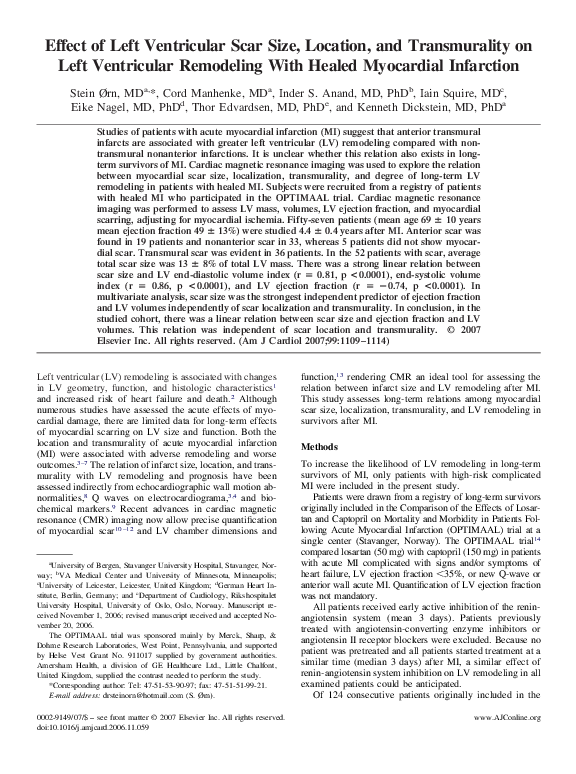 (PDF) Effect of Left Ventricular Scar Size, Location, and Transmurality ...