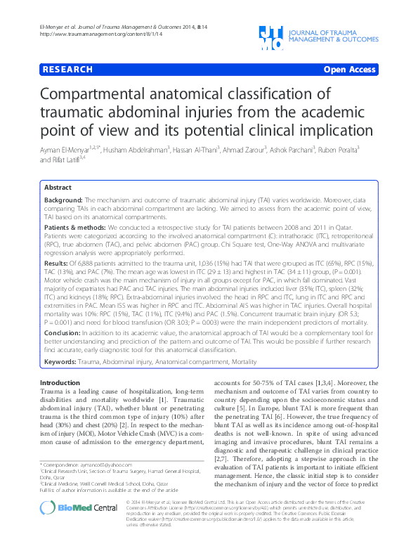 (PDF) Compartmental anatomical classification of traumatic abdominal ...