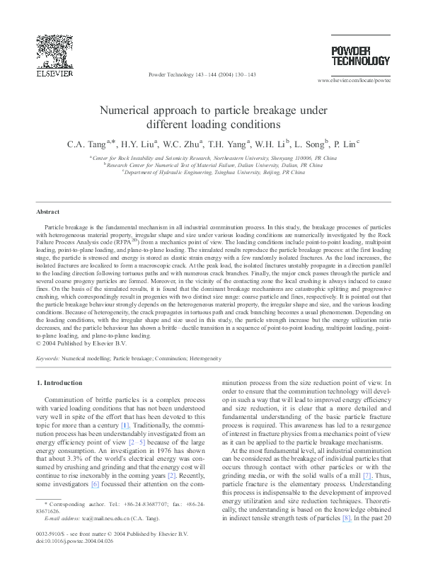 (PDF) Numerical approach to particle breakage under different loading conditions