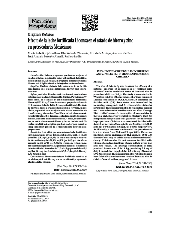 (PDF) Efecto De La Leche Fortificada Liconsa en El Estado De Hierro y ...