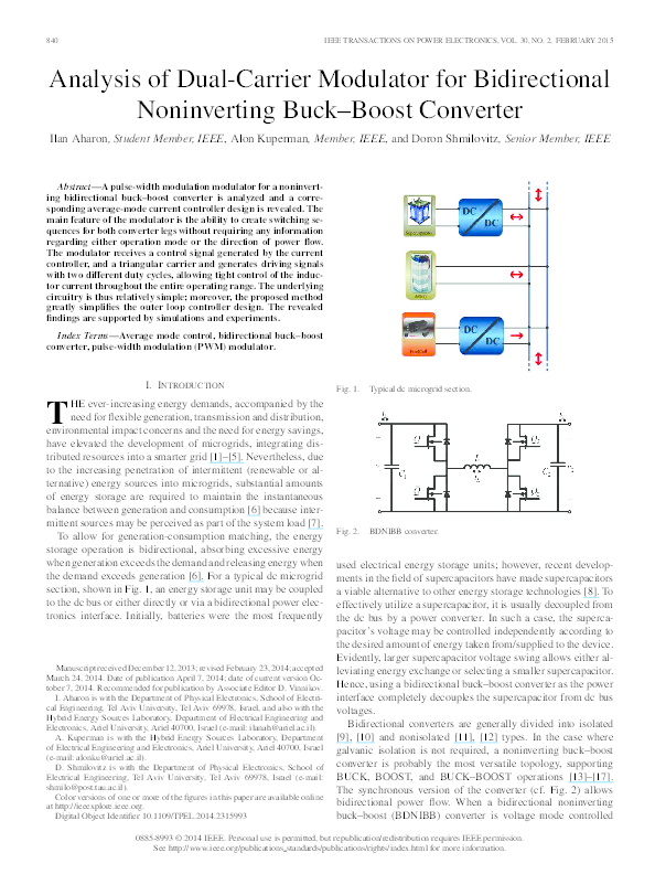 (PDF) Analysis of Dual-Carrier Modulator for Bidirectional Non-Inverting Buck-Boost Converter