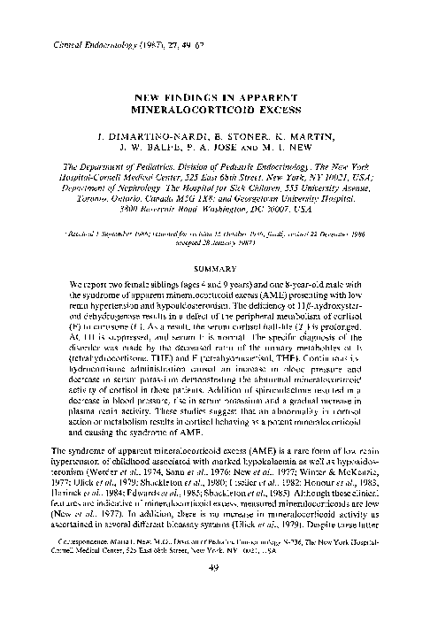 (PDF) NEW FINDINGS IN APPARENT MINERALOCORTICOID EXCESS