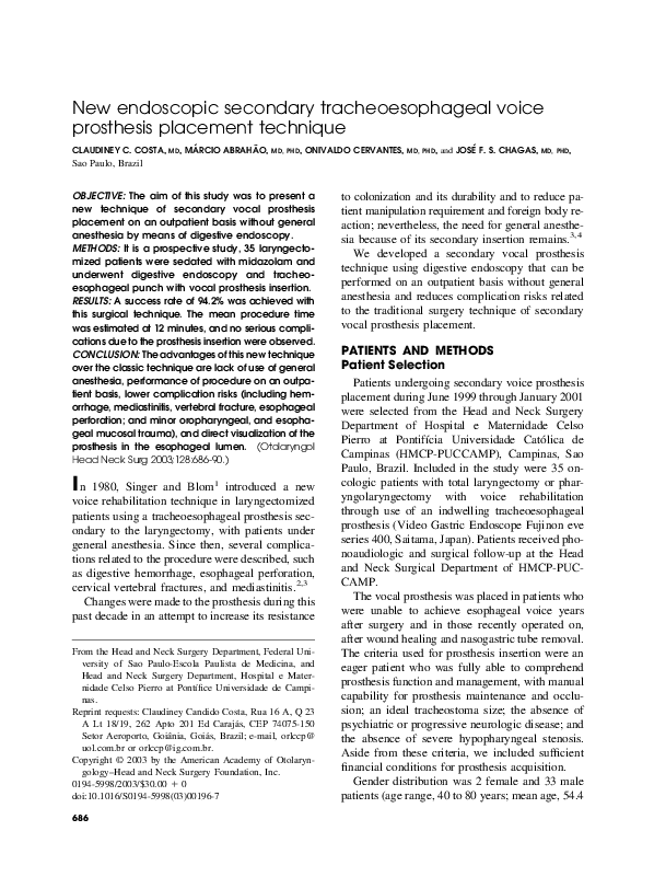 (PDF) New endoscopic secondary tracheoesophageal voice prosthesis ...