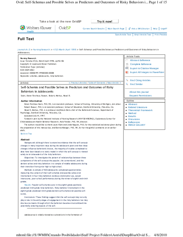 (PDF) Self-Schemas and Possible Selves as Predictors and Outcomes of ...