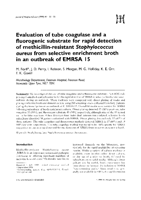(PDF) Evaluation of tube coagulase and a fluorogenic substrate for rapid detection of ...