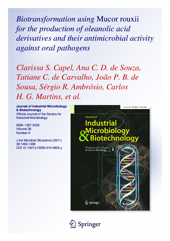 (PDF) Biotransformation using Mucor rouxii for the production of oleanolic acid derivatives and ...