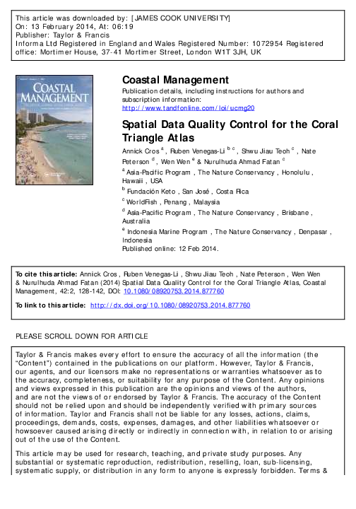 (PDF) Spatial Data Quality Control for the Coral Triangle Atlas