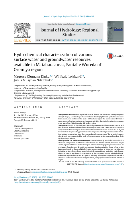 (PDF) Hydrochemical characterization of various surface water and groundwater resources ...