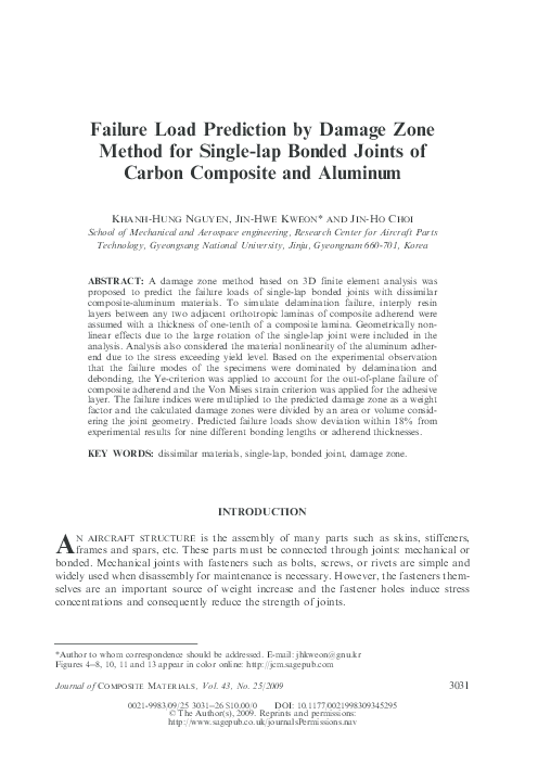 (PDF) Failure Load Prediction by Damage Zone Method for Single-lap Bonded Joints of Carbon ...
