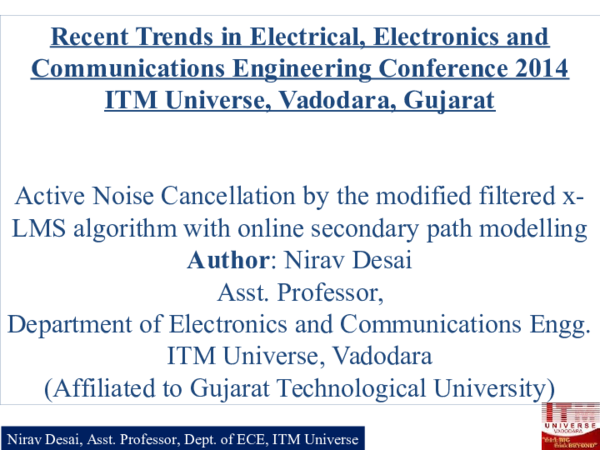 Ppt Note I Am Not A Co Author Of This Active Noise Cancellation By The Modified Filtered X