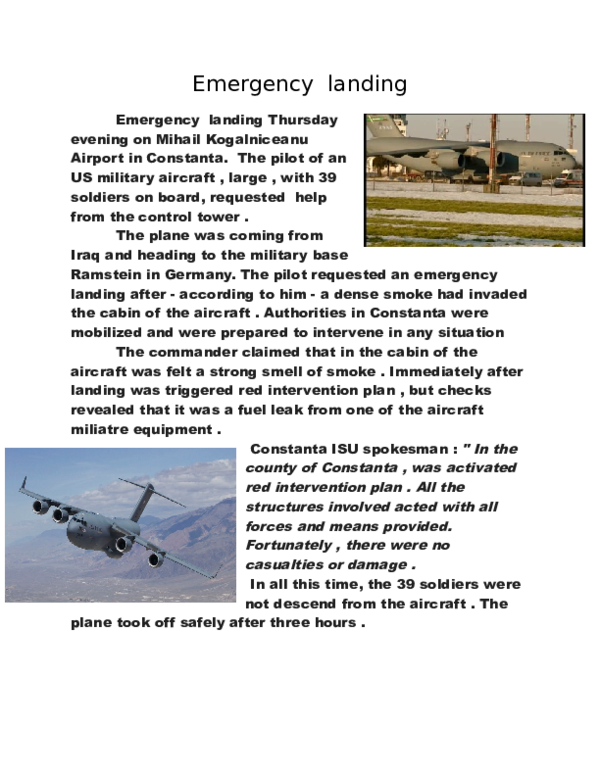 (DOC) Emergency landing | LUMINITA PATRULESCU - Academia.edu
