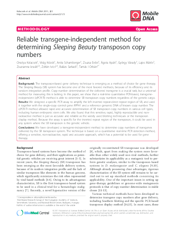 (PDF) Reliable transgene-independent method for determining Sleeping ...
