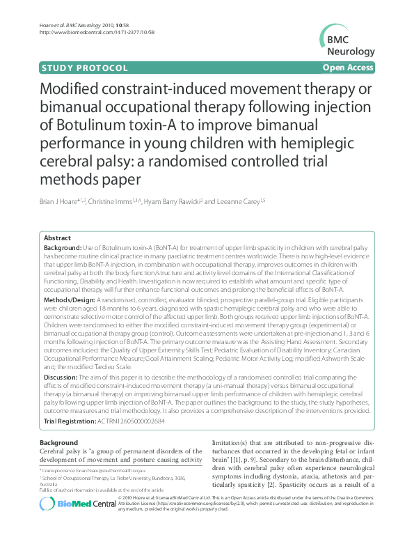 (PDF) Modified constraint-induced movement therapy or bimanual ...