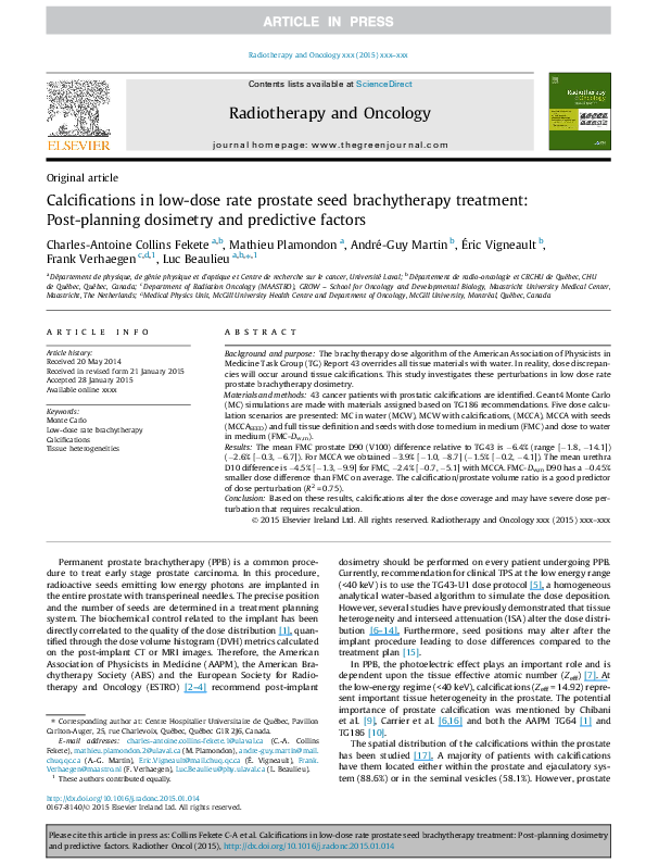 (PDF) Calcifications in low-dose rate prostate seed brachytherapy ...