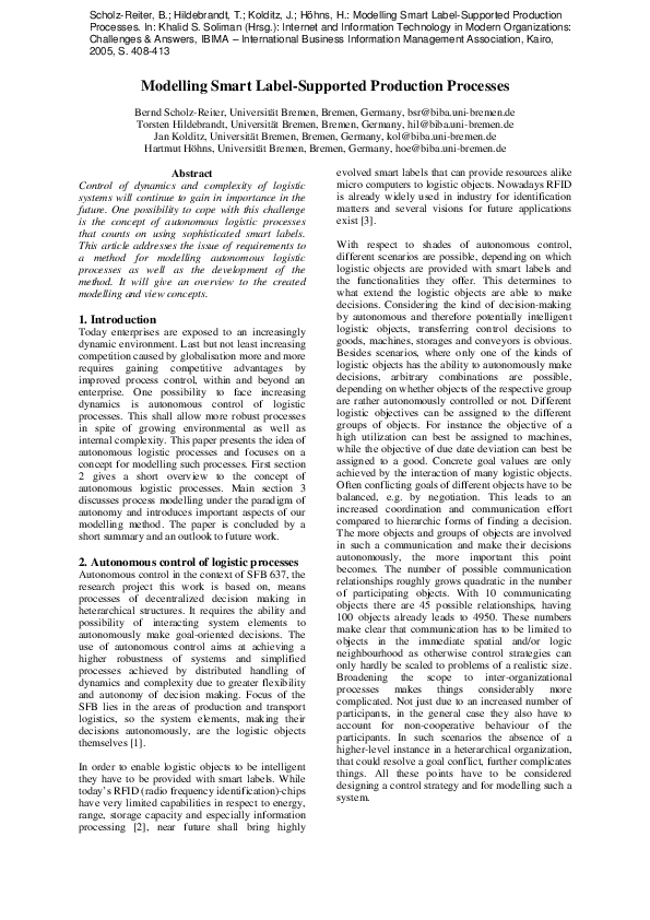 (PDF) Modelling Smart Label-Supported Production Processes