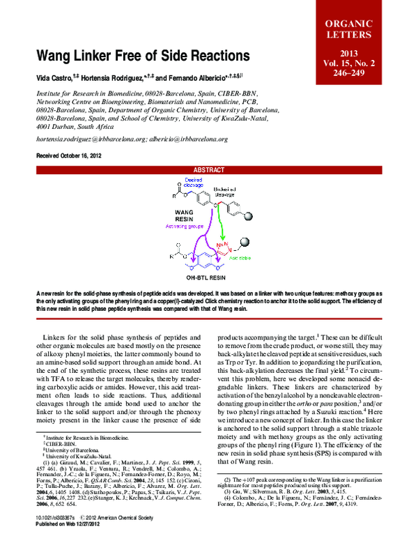 (PDF) Wang Linker Free of Side Reactions