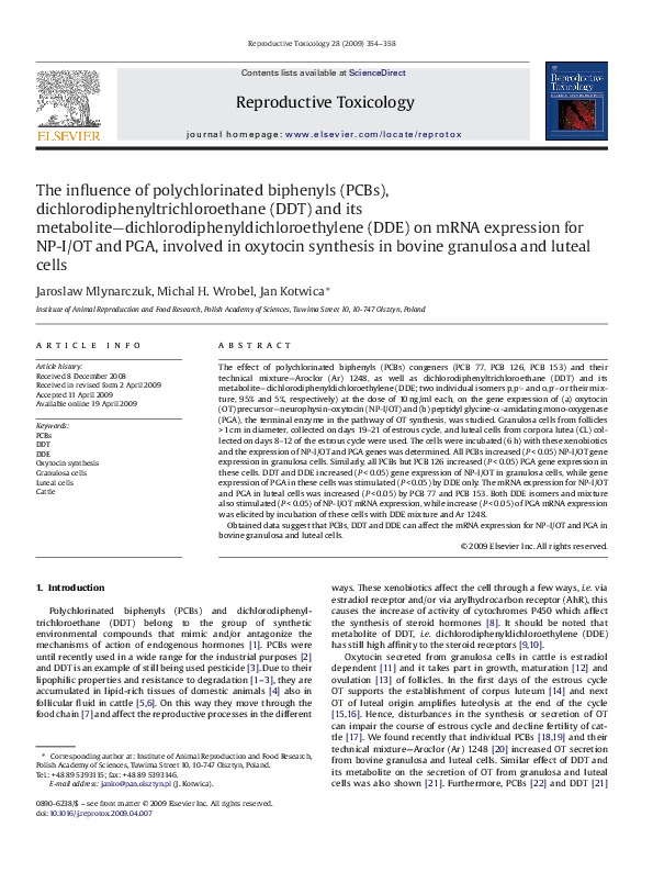 (PDF) The influence of polychlorinated biphenyls (PCBs), dichlorodiphenyltrichloroethane (DDT ...