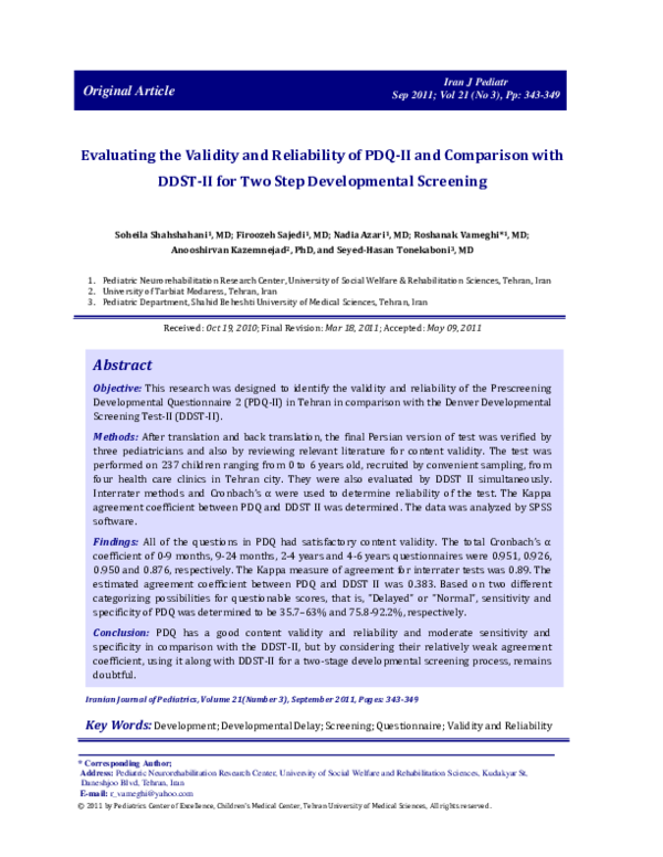 (PDF) Evaluating the Validity and Reliability of PDQ-II and Comparison ...