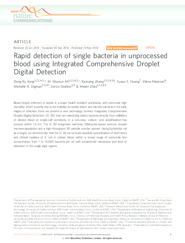 (PDF) Rapid detection of single bacteria in unprocessed blood using ...