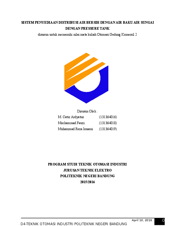 (DOC) Sistem Penyediaan Distribusi Air Bersih dengan Air Baku Air ...