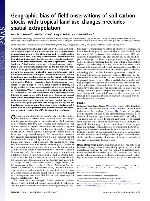 (PDF) Geographic bias of field observations of soil carbon stocks with ...