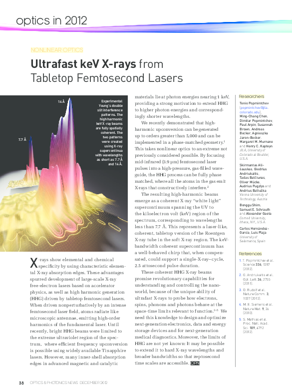 (PDF) Ultrafast keV X-rays from Tabletop Femtosecond Lasers