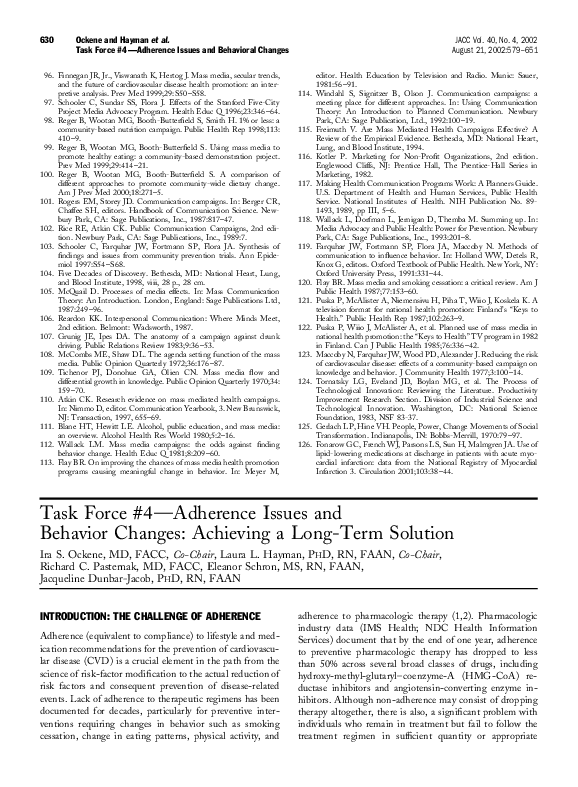 (PDF) Task Force #4—adherence issues and behavior changes: achieving a ...