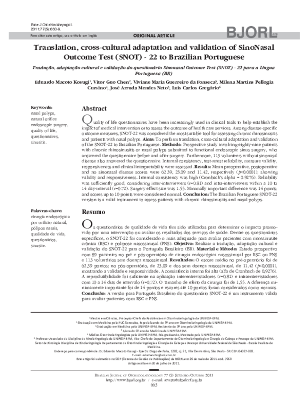(PDF) Translation, cross-cultural adaptation and validation of ...