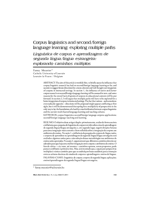 (PDF) Corpus linguistics and second/foreign language learning ...